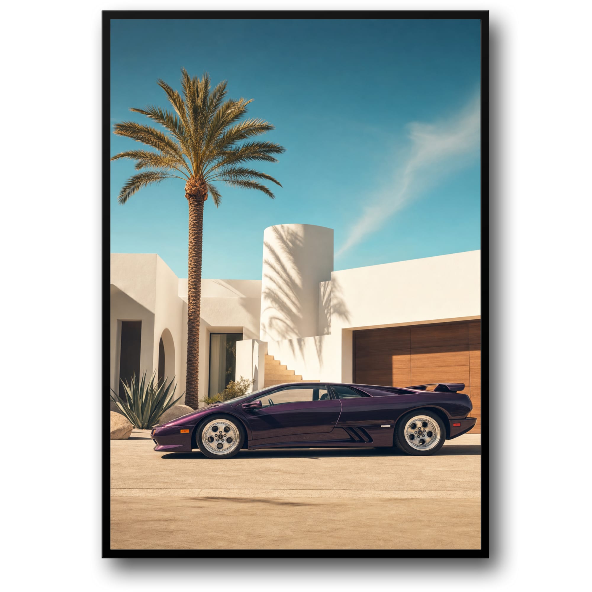 Luxury Sports Car & Palm Tree Art | Exotic Car Wall Decor | Elegant ...