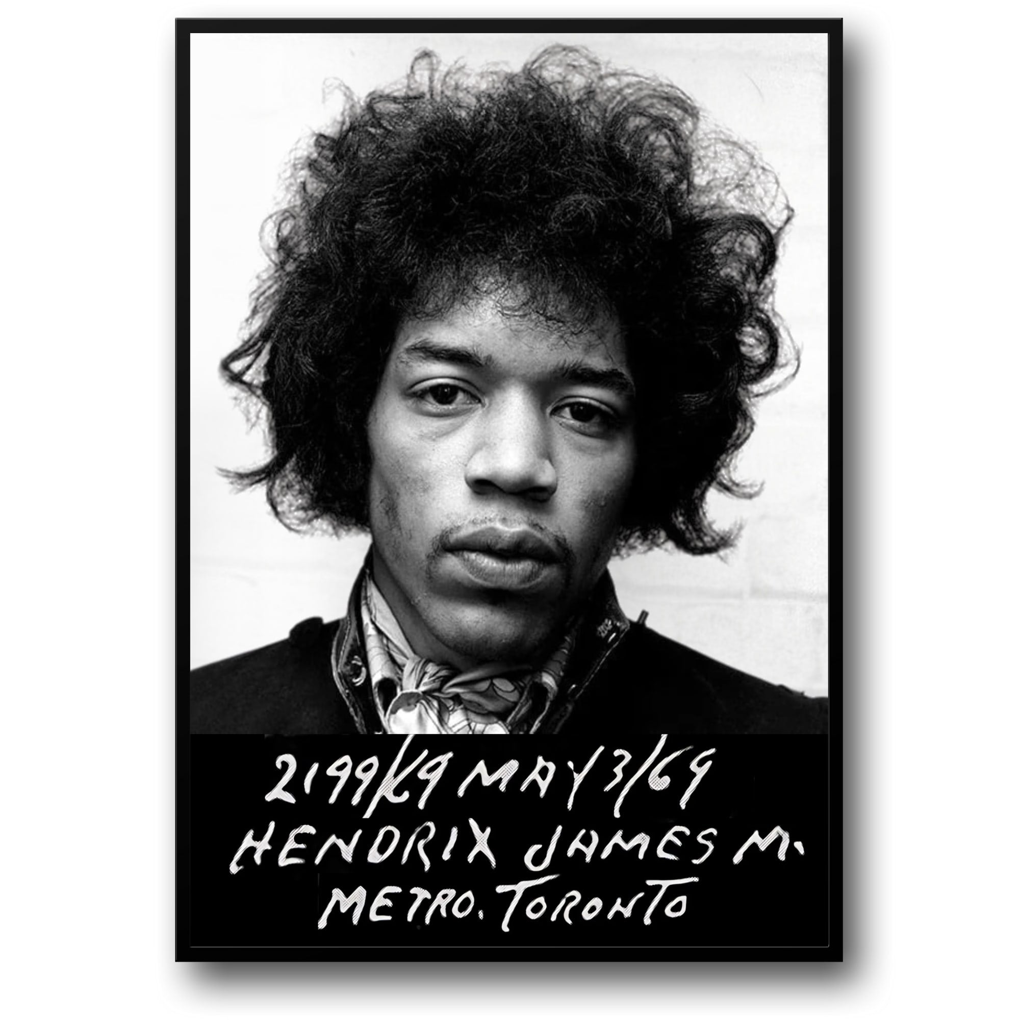 Jimi Hendrix Mugshot | Vintage Black & White – Wall Of Art Studio